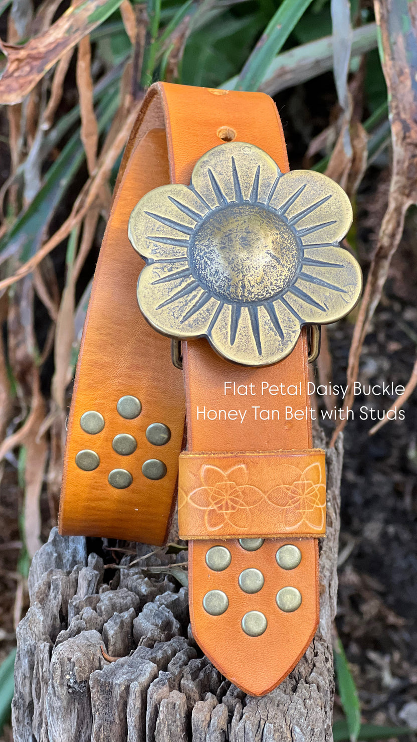 Boho Daisy Flower Handmade Buckle with or without Belt – Daffi Leather ...