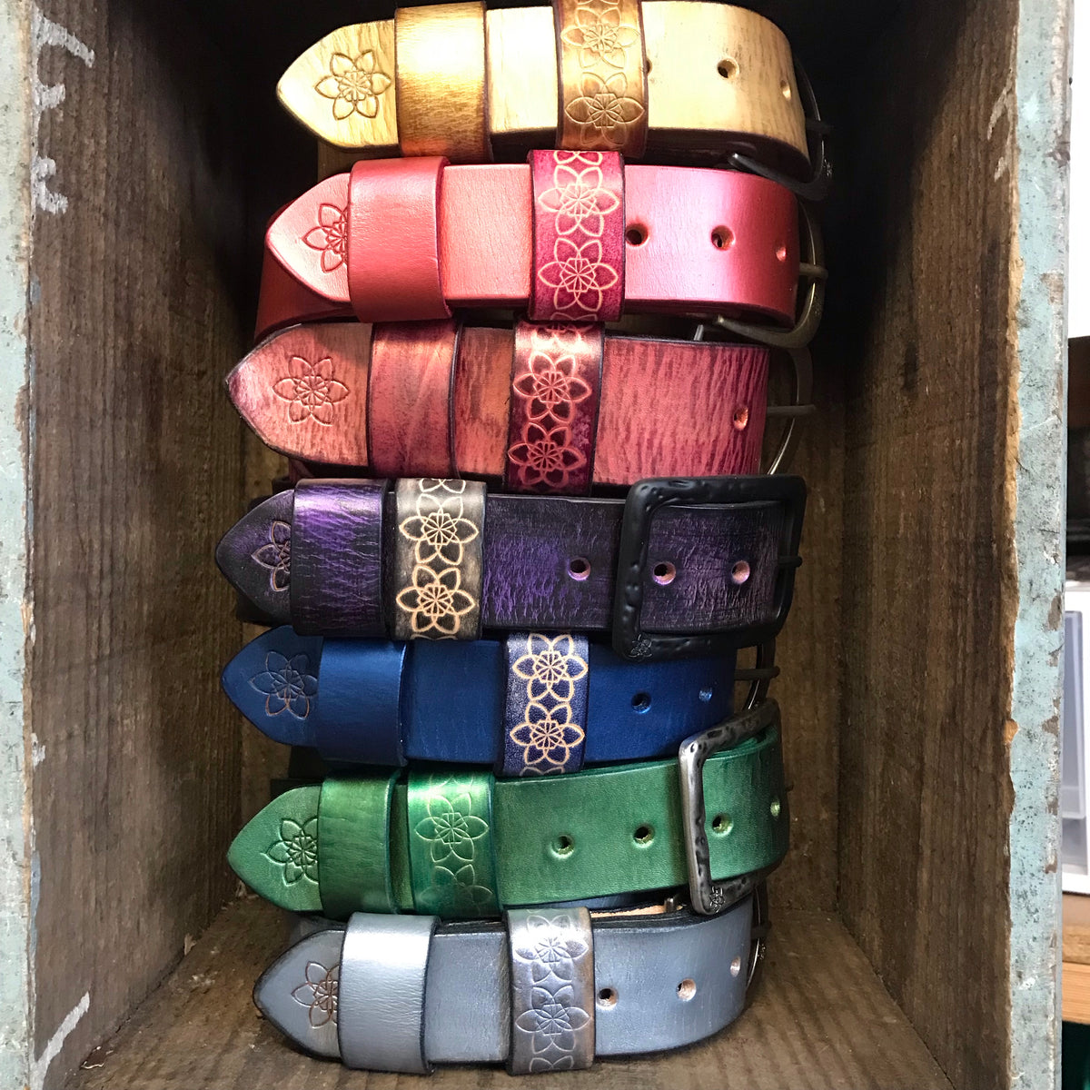 Distressed Leather ROSE GOLD Copper Rust Funki Belt Vintage Painted ...